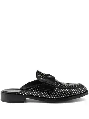 Prada Stud-embellished Leather Mules