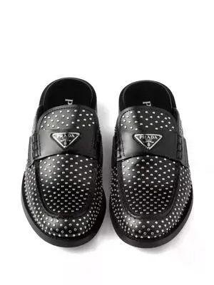Prada Stud-embellished Leather Mules