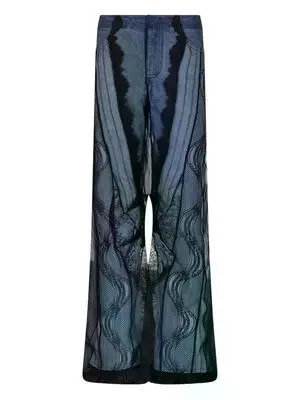 Christopher Esber Sheer-overlay Wide-leg Jeans