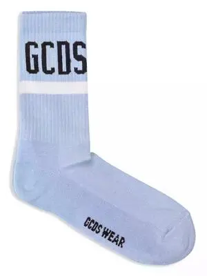 Gcds Intarsia-logo Socks - Blue