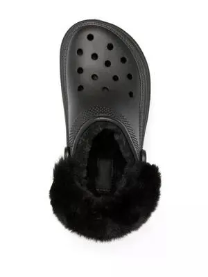 CROCS Faux-fur Platform Clogs - Black