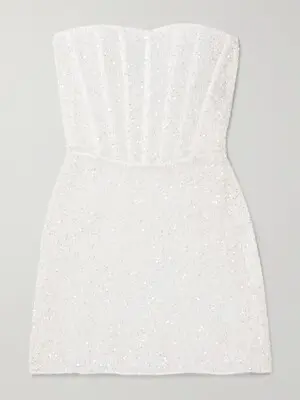 Kiki De Montparnasse Ange Embellished Lace Mini Dress - Neutrals