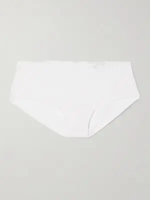Commando Double Take Lace And Stretch-jersey Briefs - White
