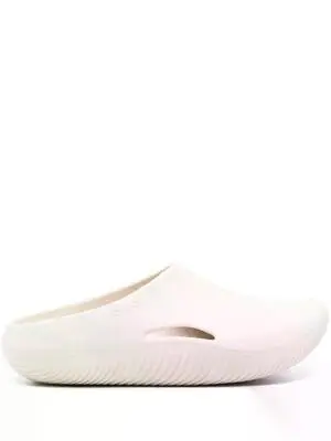 CROCS Logo-embossed Round-toe Slides - Neutrals