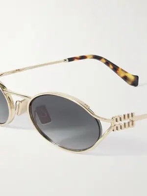 Miu Miu Oval-frame Sunglasses - Gold