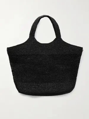 Saint Laurent Icare Maxi Raffia Tote - Black