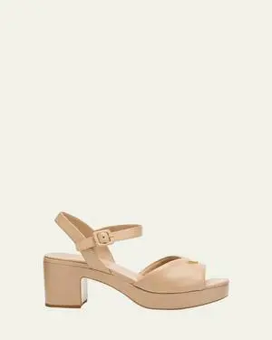 Prada Soft Nappa Platform Sandals - Sabbia