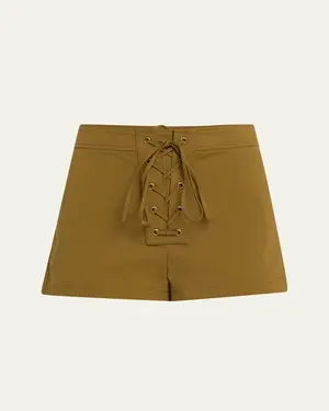 A.L.C. Leon Lace-Up Twill Shorts - Hazel