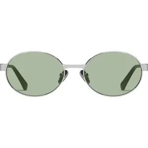 Quay QUAY Anyways 56mm Round Sunglasses Silver/ Moss