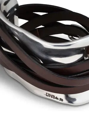 UNODE50 Sterling-plated Bracelet With Leather Strips