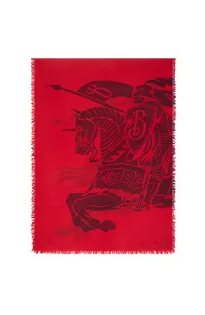 Burberry Wide Ekd Wool Scarf - Oxblood