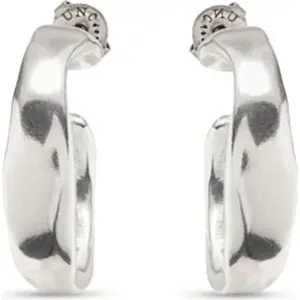 UNODE50 Sterling Plated Hoop Earrings - Silver