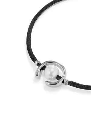 UNODE50 Threaded Bracelet With Pearl - Silver