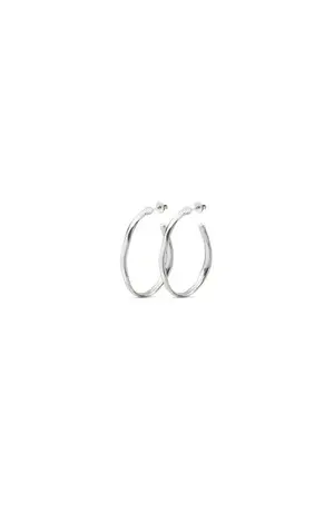 UNODE50 Sleek Open Hoop Earrings - Silver