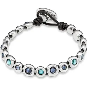 UNODE50 Leather Bracelet With Swarovski Crystals - Silver