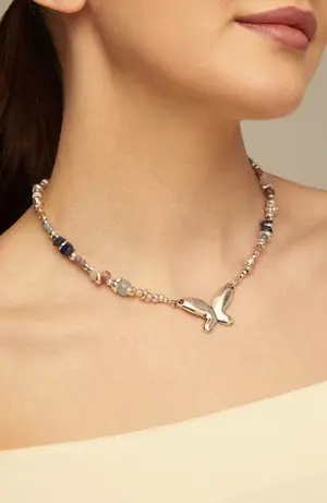 UNODE50 Crystal Beaded Butterfly Necklace