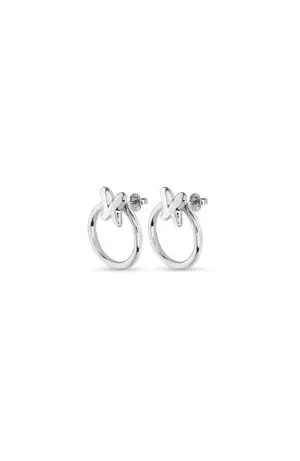 UNODE50 Butterfly Swing Sterling -plated Hoop Earrings - Silver