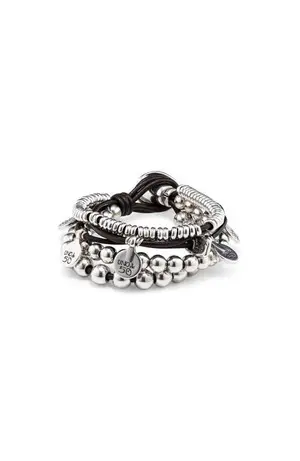 UNODE50 Leather And Plated Bracelet