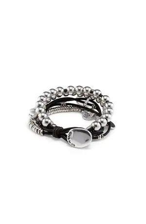 UNODE50 Leather And Plated Bracelet