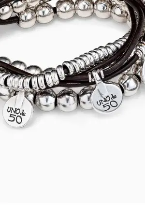 UNODE50 Leather And Plated Bracelet