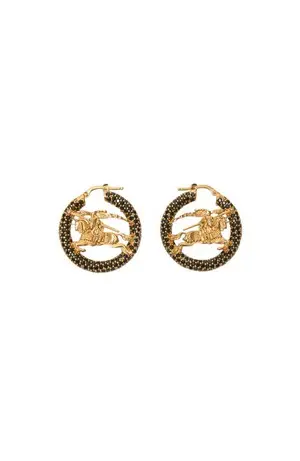 Burberry Equestrian Knight Pavé Hoop Earrings - Gold/black