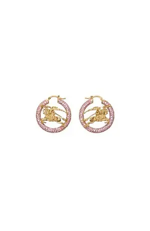 Burberry Equestrian Knight Pavé Hoop Earrings - Gold/pink