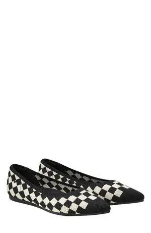 Vivaia VIVAIA Aria Pointed-Toe Ballet Flats Checker