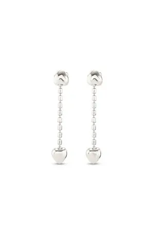 UNODE50 Sterling -plated Heart Dangle Earrings - Silver