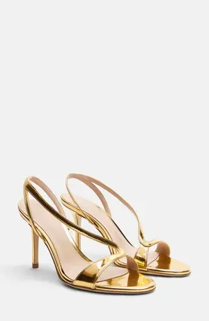 SCAROSSO Paula Stiletto Heel Sandals Gold - Metal