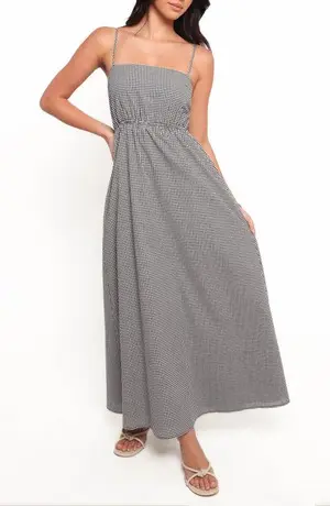 PETAL & PUP Gingham Tie Back Sleeveless Maxi Dress