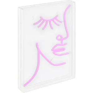 JONATHAN Y Half-face 10.3" X 15" Contemporary Glam Acrylic Box Usb Operated Led Neon Light - Pink