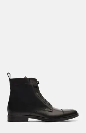 SCAROSSO Dante Lace-up Boots - Black Calf