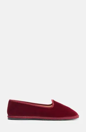 SCAROSSO Velvet Slippers - Burgundy - Velvet