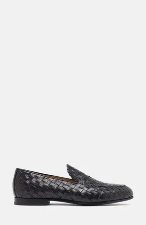 SCAROSSO Vittorio Woven Loafers - Black - Calf