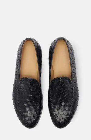 SCAROSSO Vittorio Woven Loafers - Black - Calf