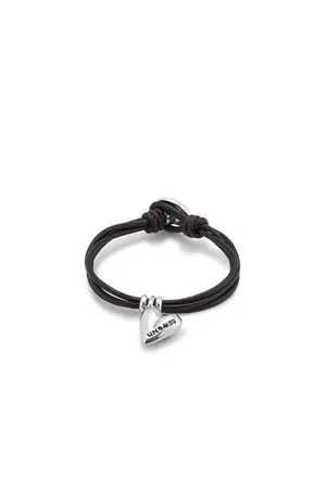 UNODE50 Leather Bracelet With Heart Charm - Silver