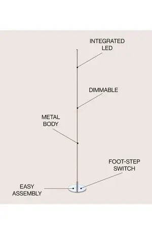 JONATHAN Y Iris 59.5" Led Integrated Floor Lamp - Chrome