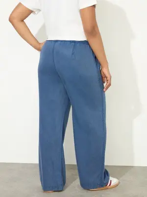 LIVE UNLIMITED Wide Leg Drawstring Pants - Blue