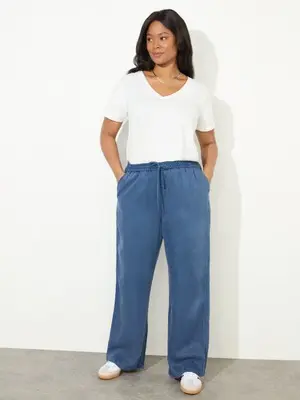 LIVE UNLIMITED Wide Leg Drawstring Pants - Blue