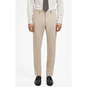 Mango Super Slim Fit Stretch Suit Pants - Beige