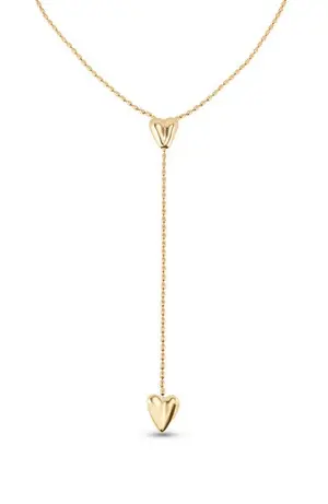 UNODE50 Double Heart Y Necklace - Gold