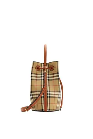 Burberry Small Check Bucket Bag - Archive Beige/briar Brown