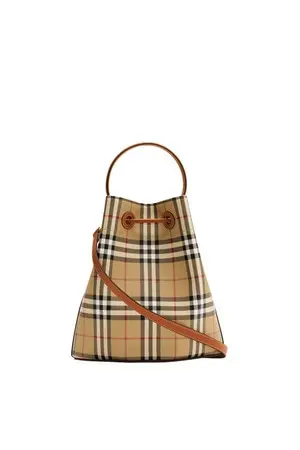 Burberry Small Check Bucket Bag - Archive Beige/briar Brown