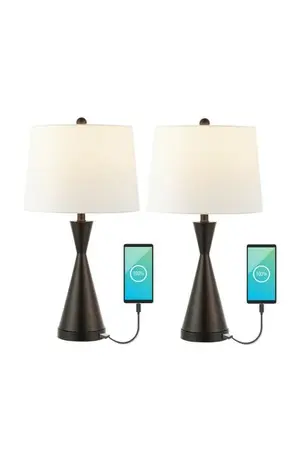 JONATHAN Y Colton 26" French Country Farmhouse Iron Led Table Lamp With Usb Charging Port - Oil Rubbed Bronze