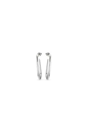 UNODE50 Sterling -plated Oval Hoop Earrings - Silver