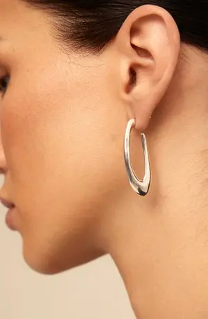 UNODE50 Sterling -plated Oval Hoop Earrings