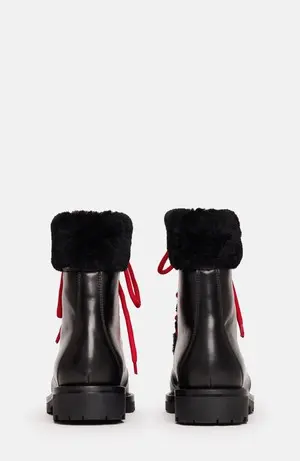 SCAROSSO Kat Suede Shearling Boots - Black - Calf