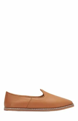FOREVER & ALWAYS SHOES Dalya Leather Slip-on Flats - Cognac Brown Leather