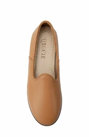 FOREVER & ALWAYS SHOES Dalya Leather Slip-on Flats - Cognac Brown Leather