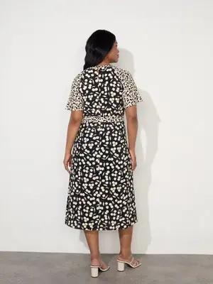 LIVE UNLIMITED Printed V-neck Midaxi Dress